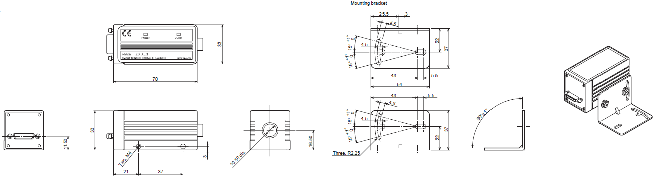 ZS Series Smart Sensors 2D CMOS Laser Type/Dimensions | OMRON ...