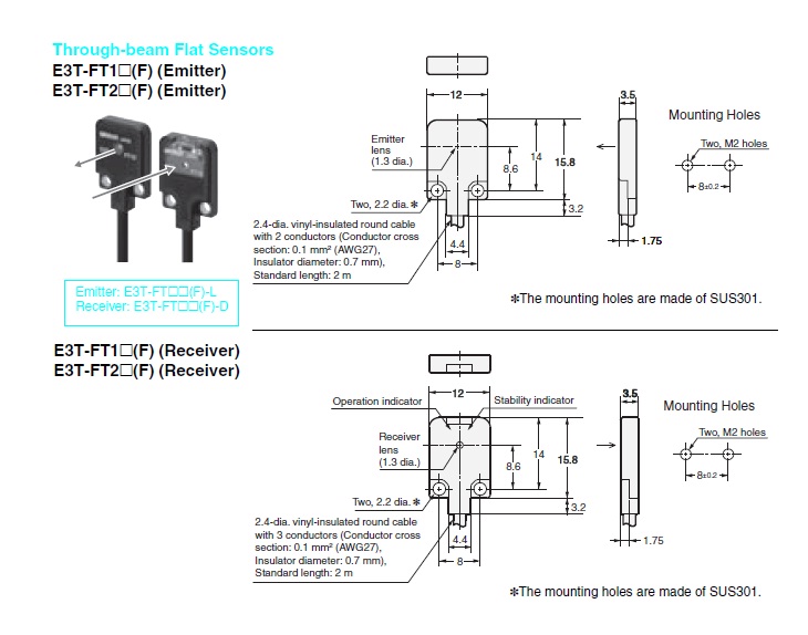 E3T-FT12 2M | OMRON Industrial Automation
